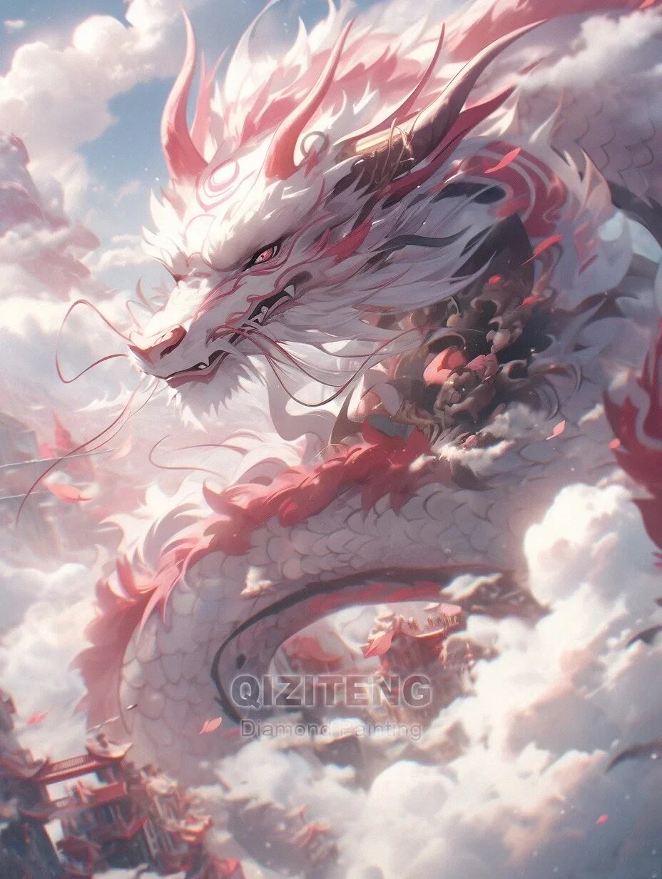 Алмазная живопись QIZITENG Китайский дракон 40x50cm AB Round, XP-3720