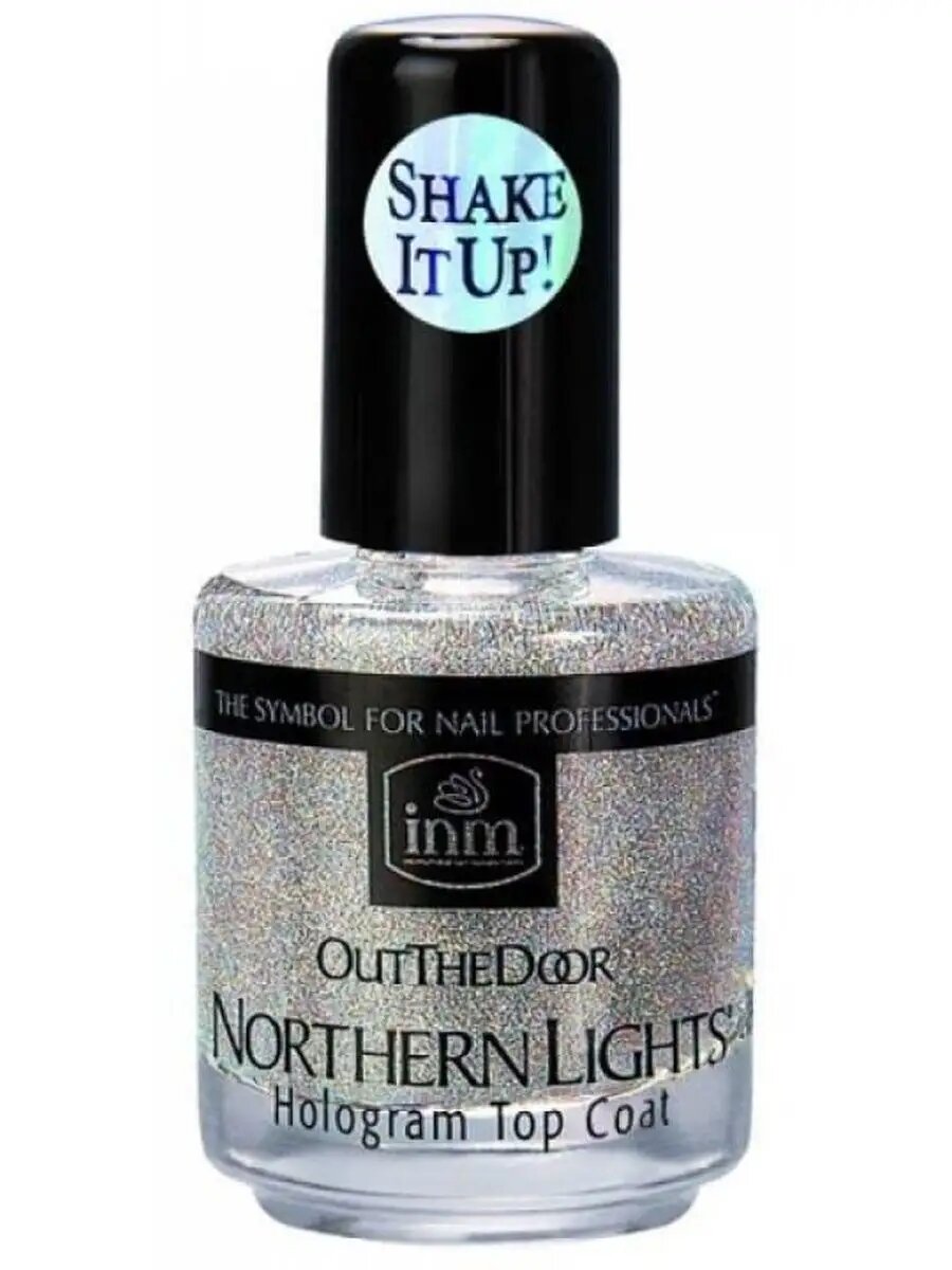 Голографическая сушка INM Northern Lights, закрепитель лака, серебристый, 15 мл