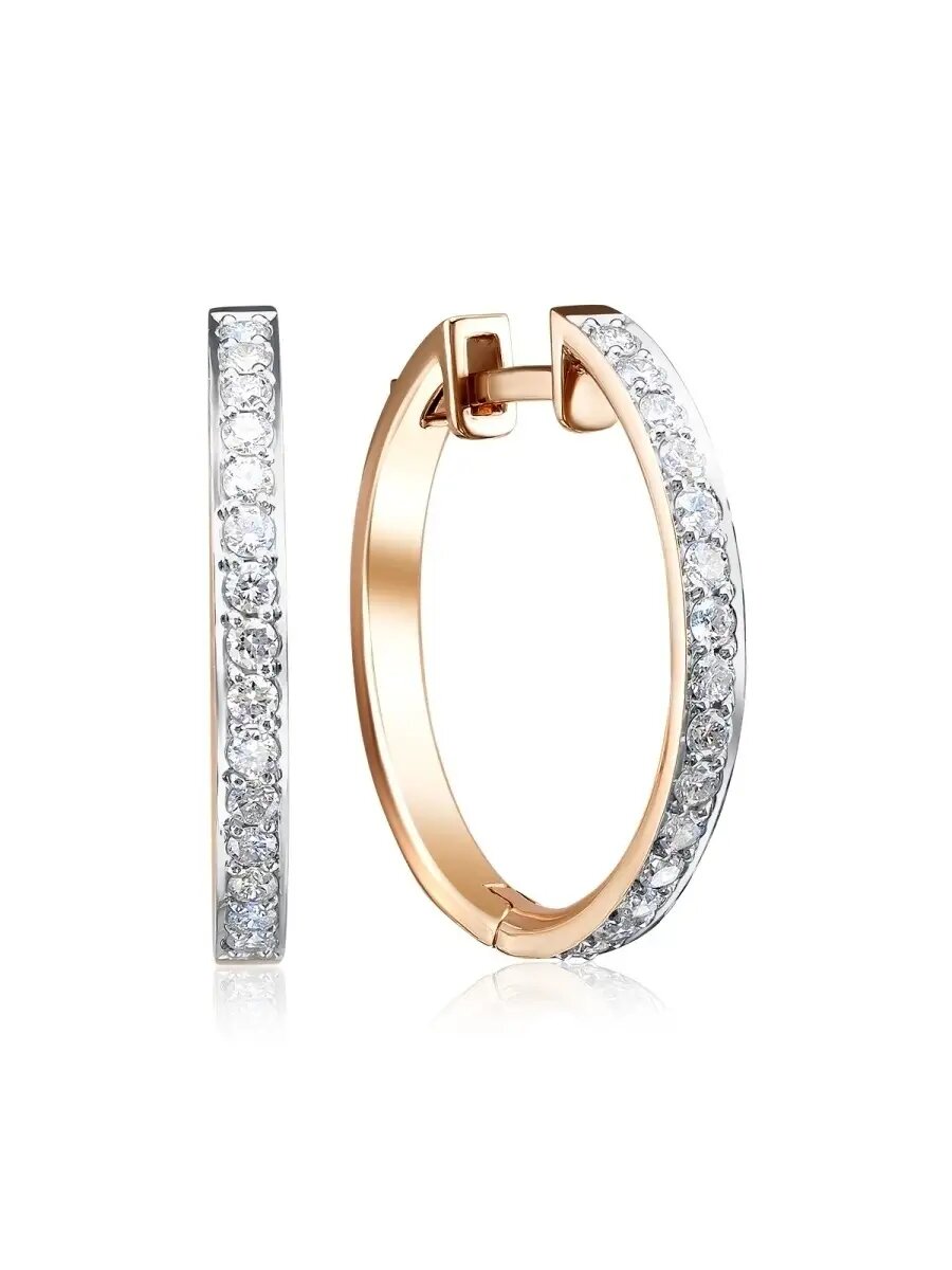 Серьги конго, 585 проба, бриллиант