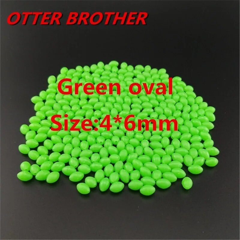 Светящиеся бусины для рыбалки Otter Brother 100 шт. Зеленый, Green oval4-6