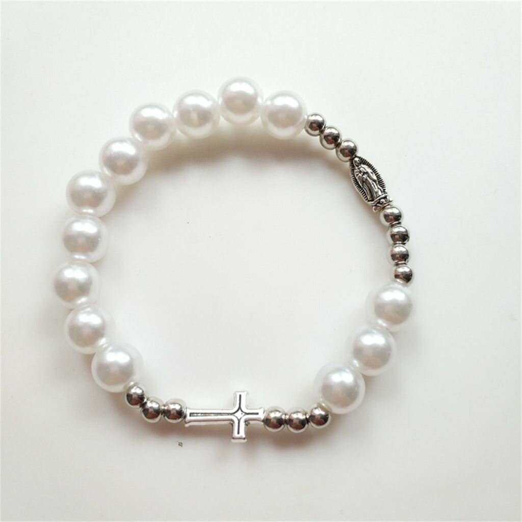 Ретро-браслет с четками в виде креста-Стрейч из бисера-Стиль 6