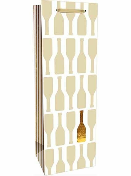 Подарочный пакет Миленд Craft Bottle "Золотая Бутылка" Крафт-Бумага, 12,5х36,5х9 см, Фольга (ППК-6123)