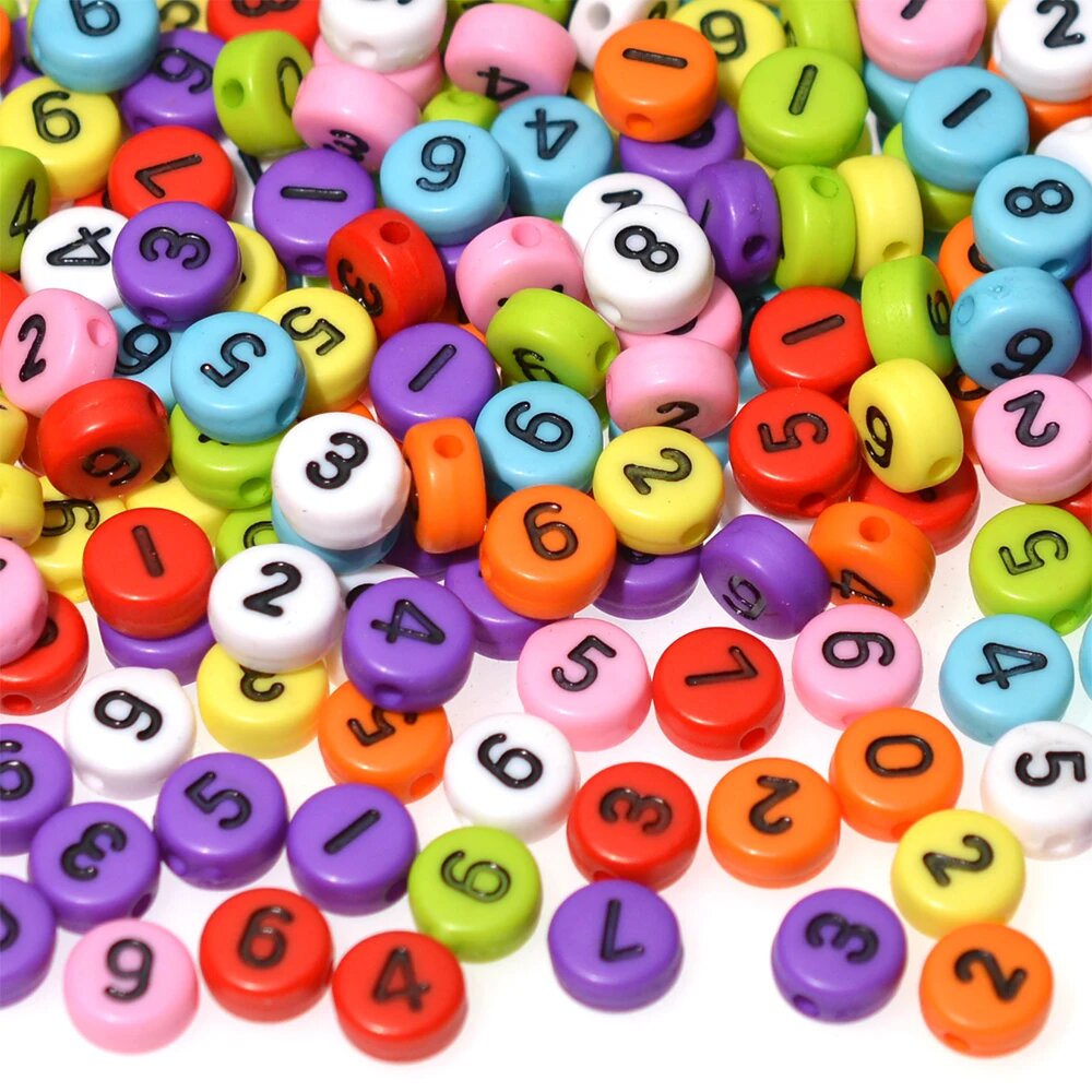 Акриловые бусины белые буквы цифры 7 мм 500 шт 200Pcs, 4