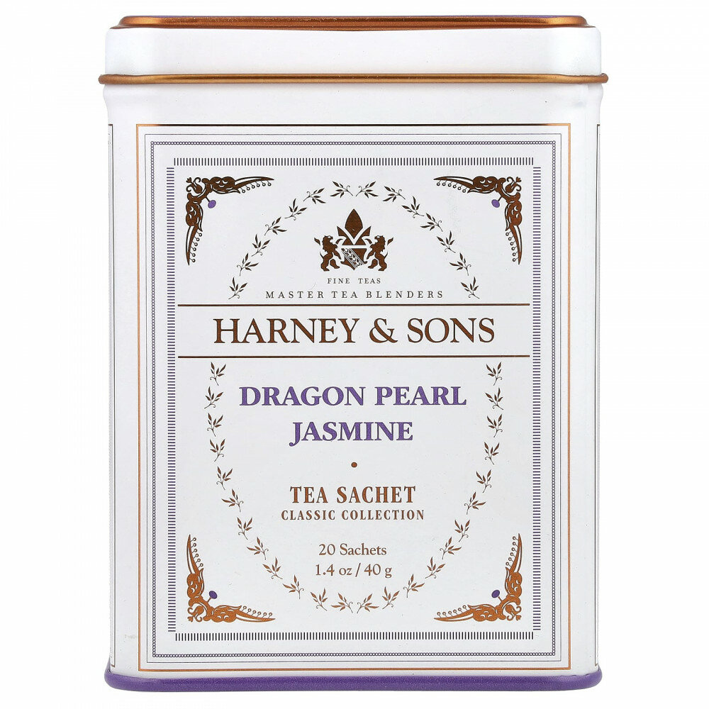 Harney & Sons, Classic Collection, жемчужина питахайи и жасмин, 20 чайных пакетиков, 40 г (1,4 унции)