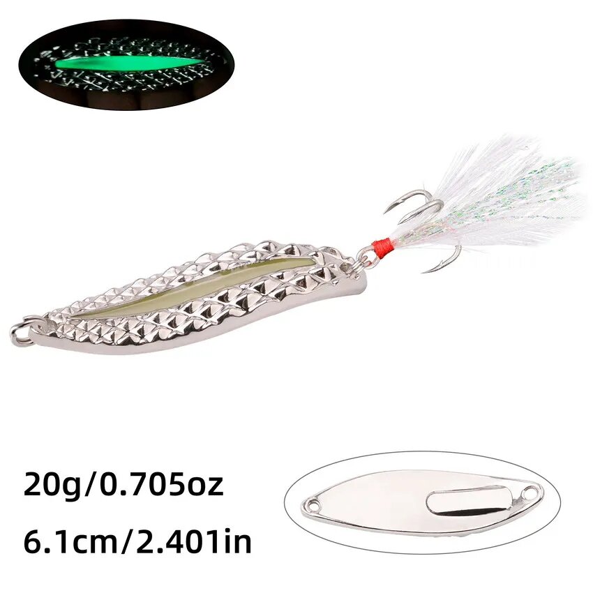 Металлическая светящаяся блесна-ложка, 2.5-20 г Белый, B-20g- 1 Hook