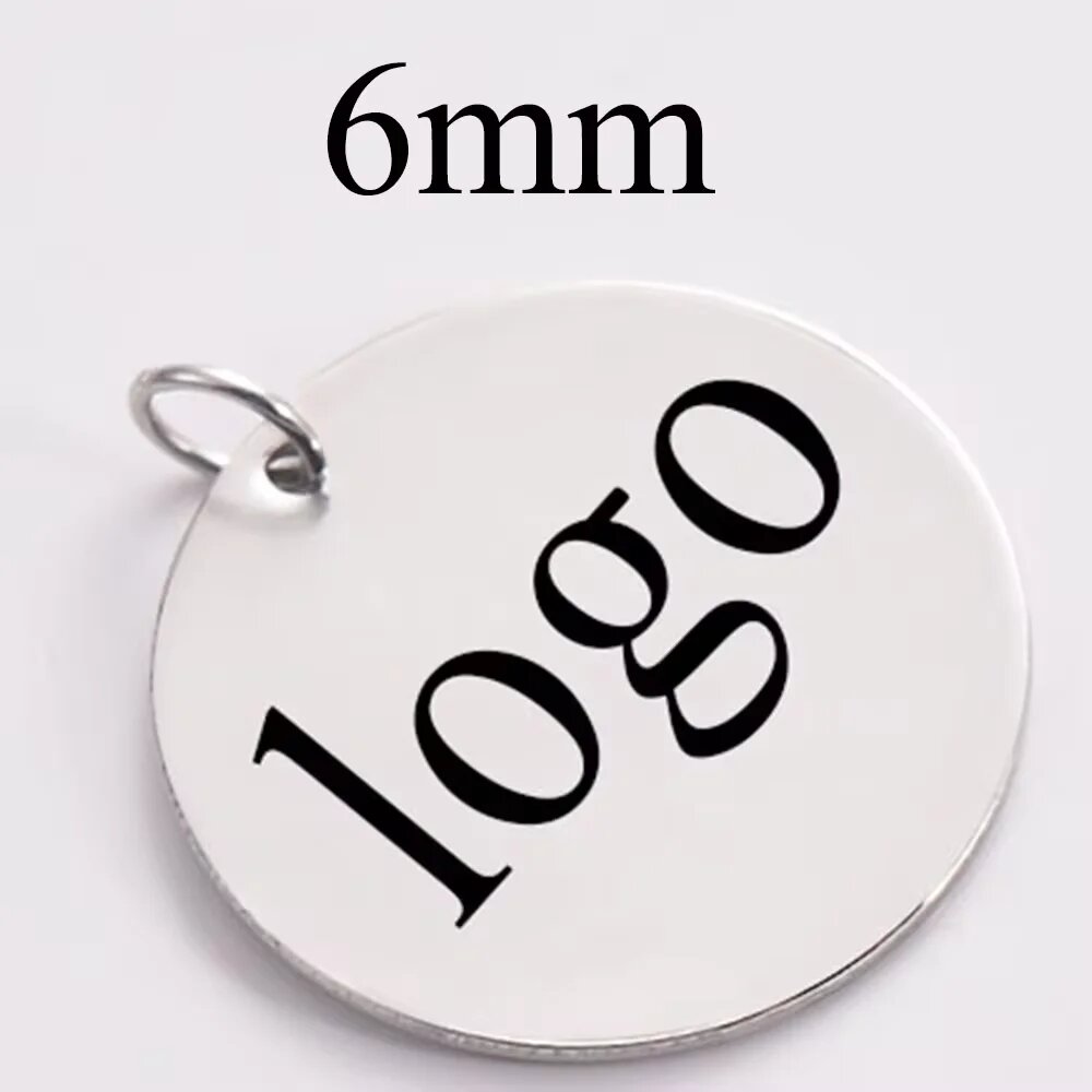 Подвеска-диск с логотипом, 6 мм, сталь, round 6mm