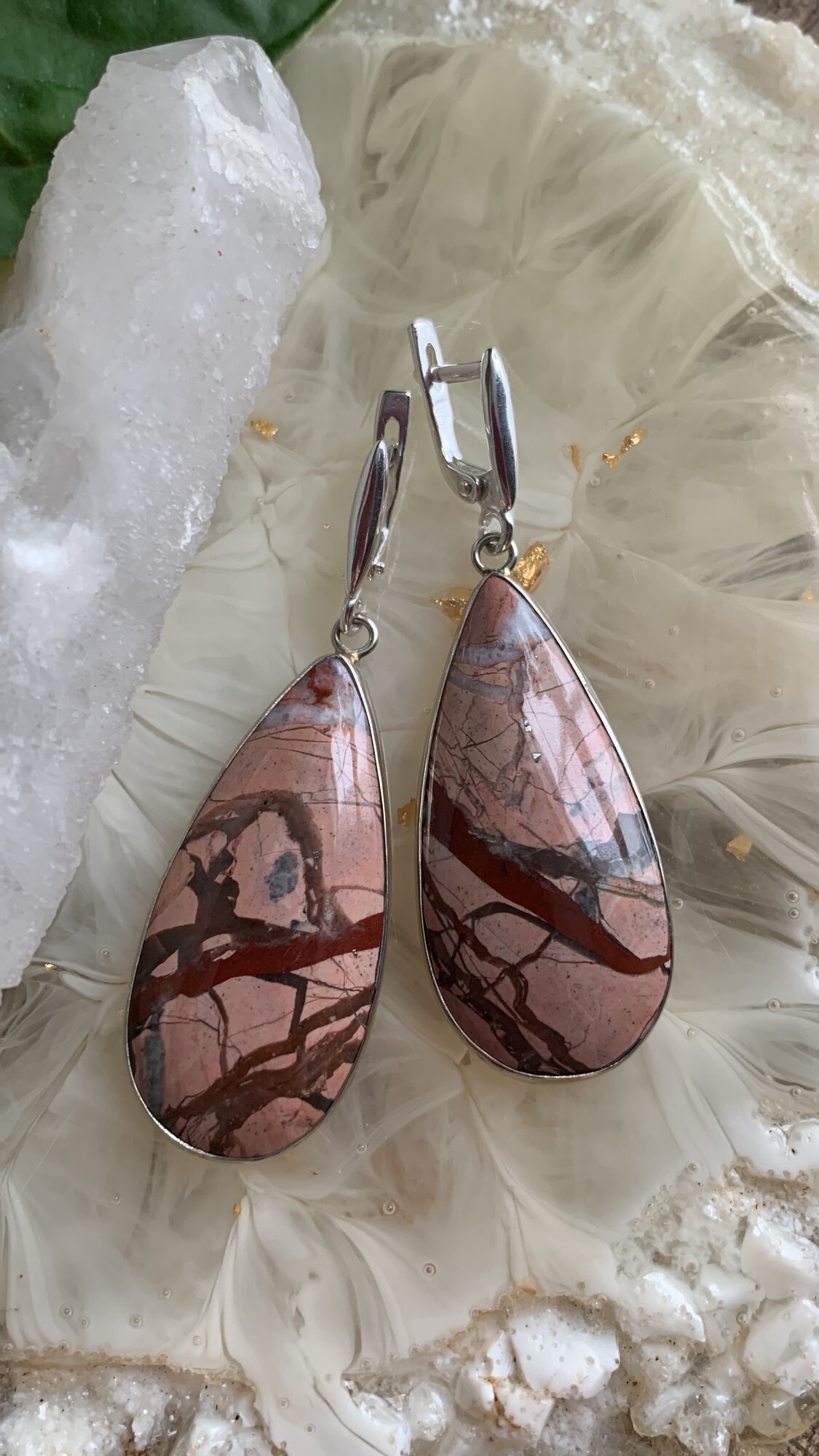 Серьги, яшма