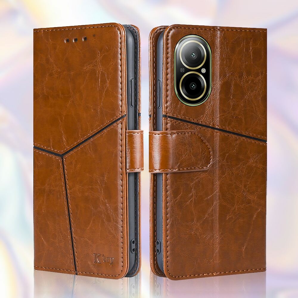 Женский мужской чехол-книжка MyPads для Realme C67 (коричневый)