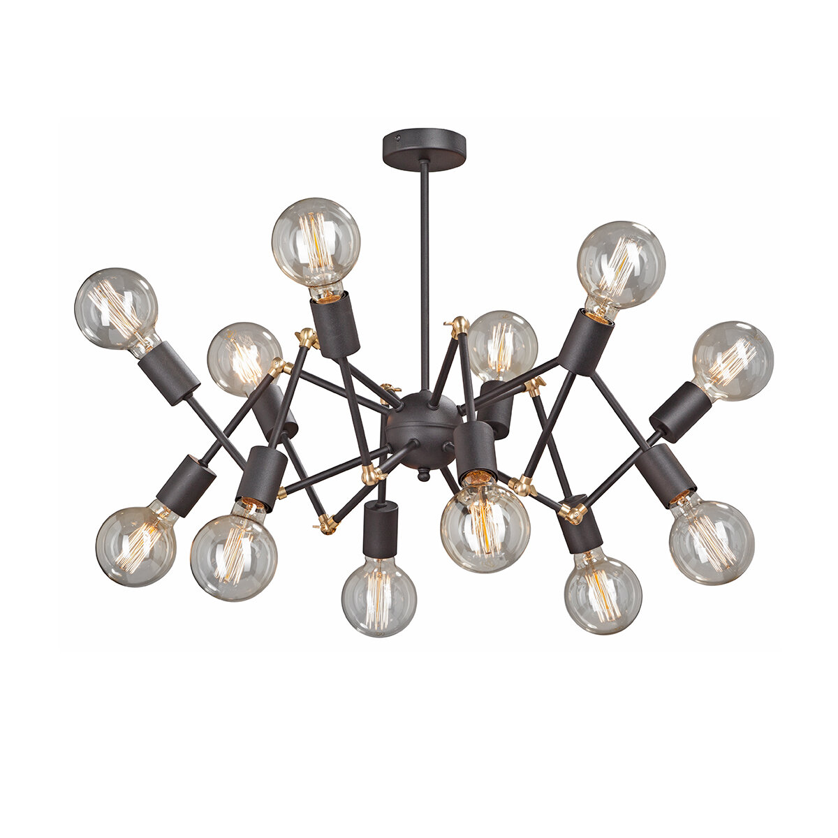 Люстра потолочная Vitaluce V4897-1/12PL , 12 ламп 36м2, Е27, макс. 40Вт, цвет чёрный матовый. %Распродажа!%