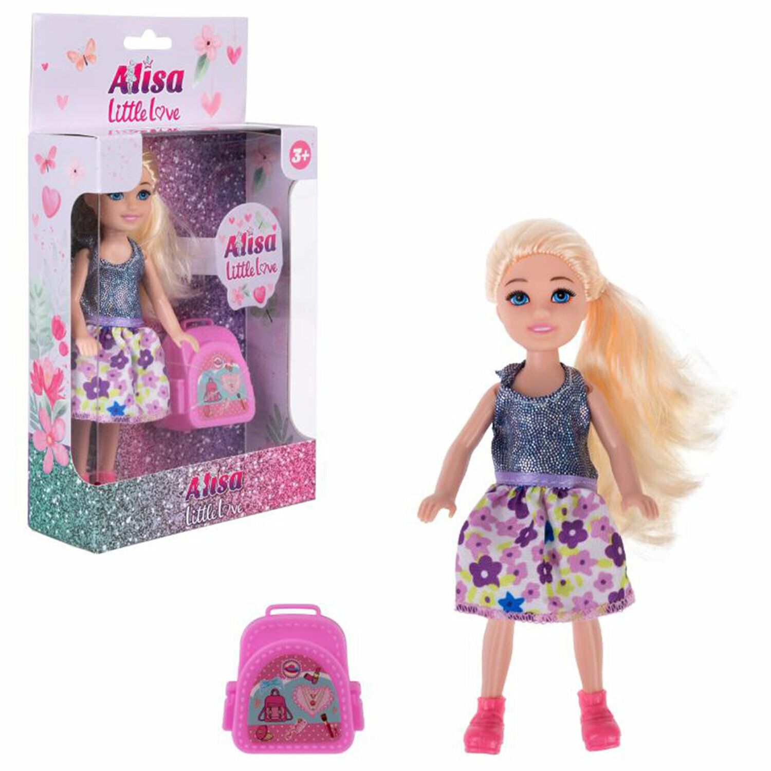 Упаковка 6 шт. Кукла "Alisa Little Love", набор, с портфелем, 14,4 см, ассорти, 3 вида, 1TOY