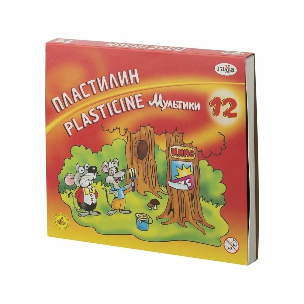 Пластилин Гамма Мультики, 12 цветов, 240 г, со стеком