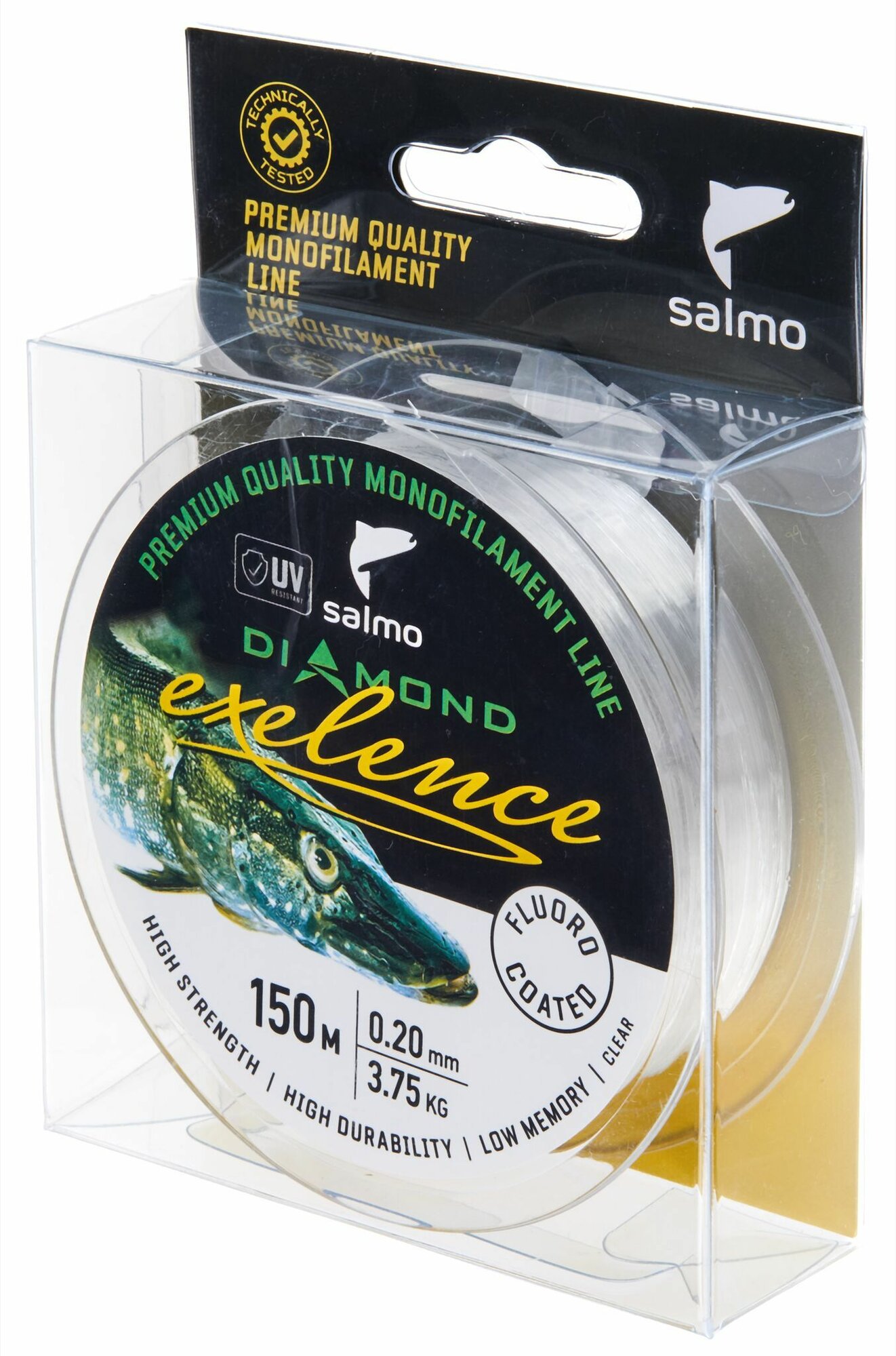 Леска монофильная флюкарбоновая для летней рыбалки Salmo Diamond EXELENCE FLUORO COATED Clear 150/020