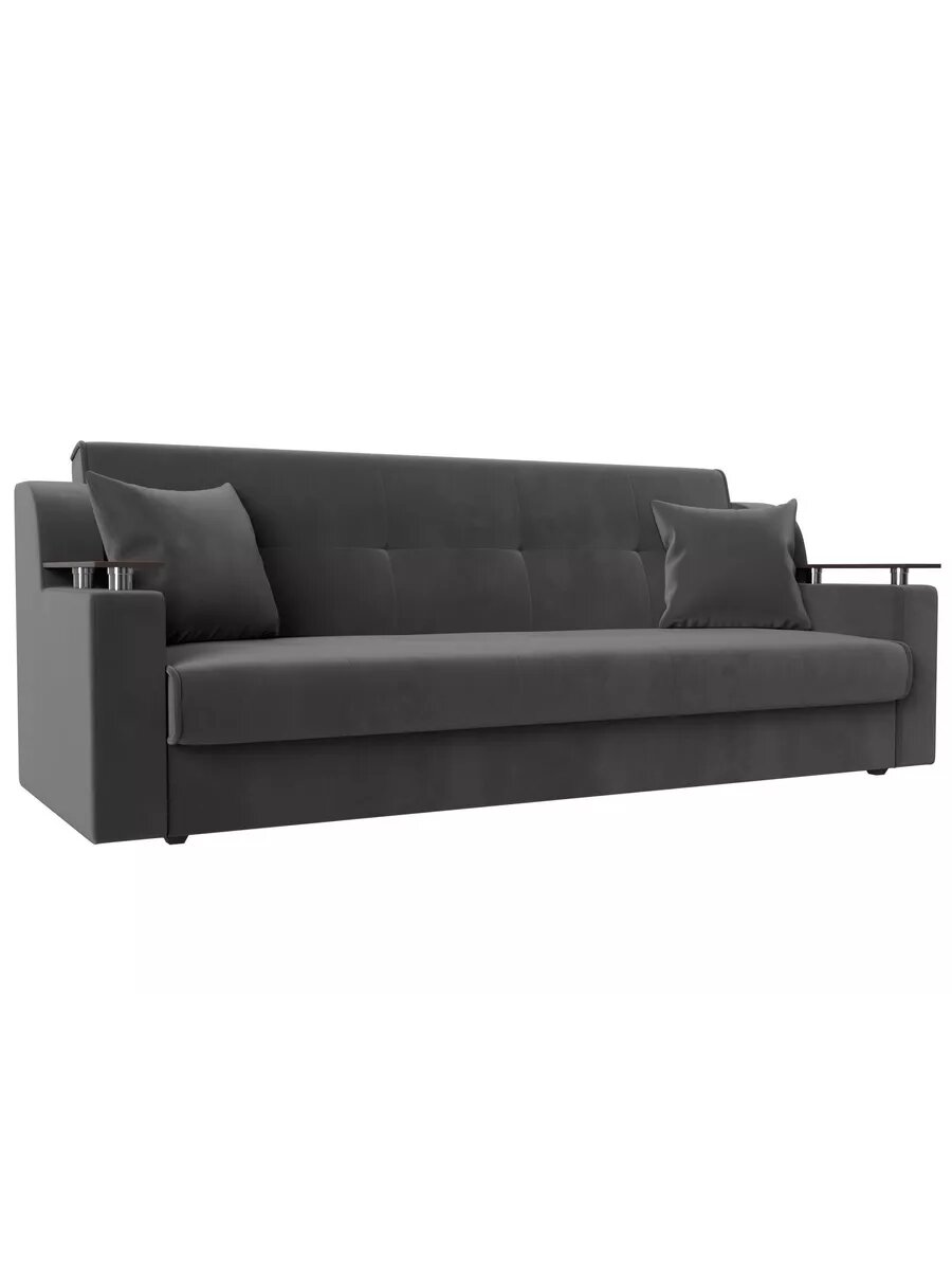 Диван-книжка Сенатор, 3-местный, размер: 208х80см, спальное место: 115х180см, велюр, серый