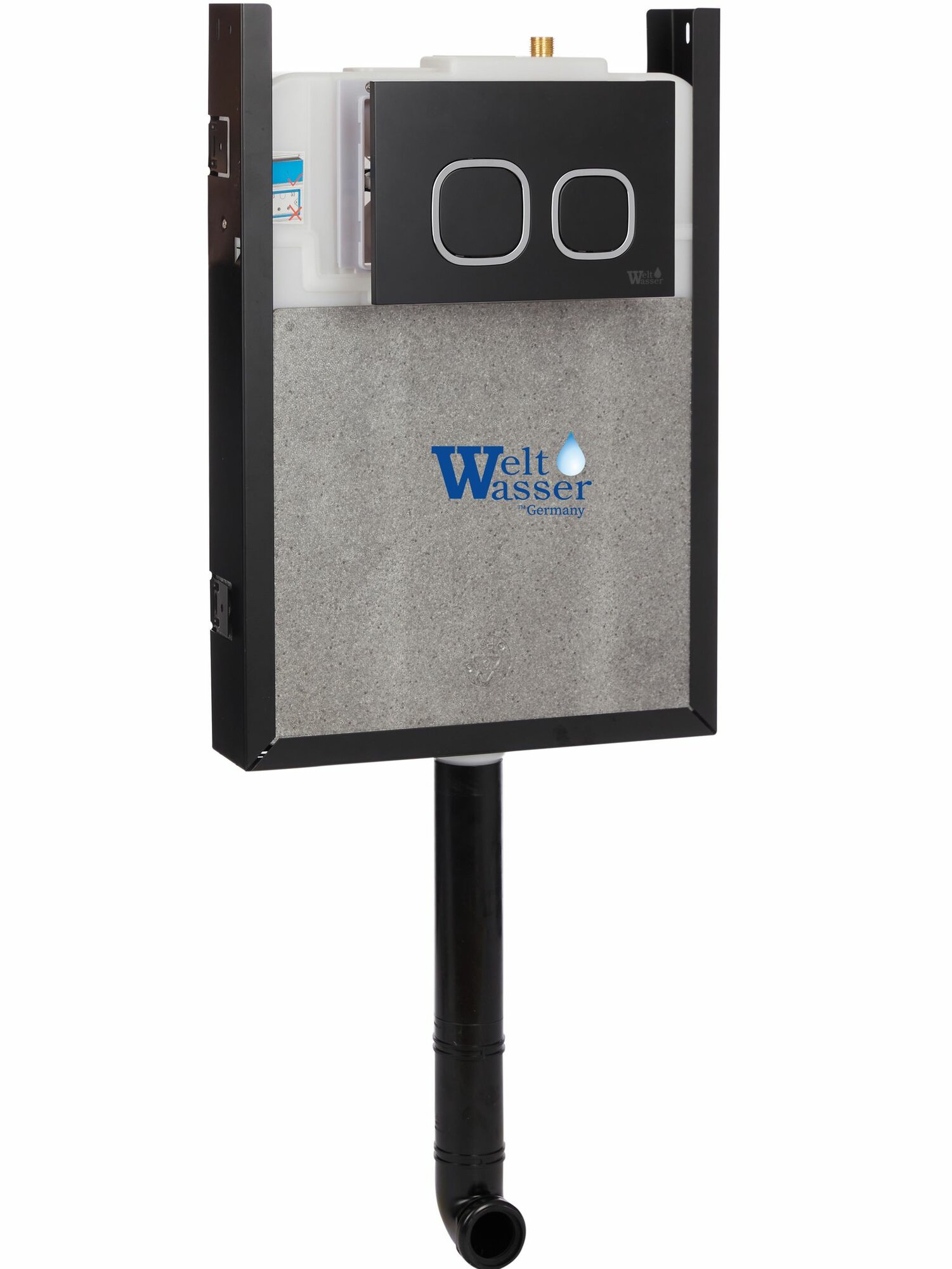 Инсталляция WeltWasser AMBERG 404 BL для напольного унитаза + Черная кнопка