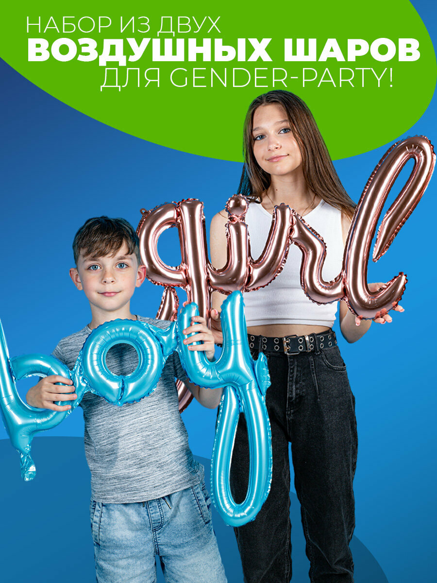 Шары для фотозоны гендер пати фольгированные мальчик девочка