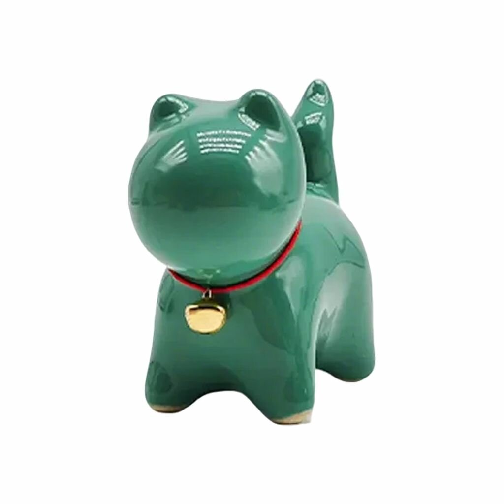 Керамический колокольчик, маленькая кошечка, украшение для чайной игры-бирюзовый