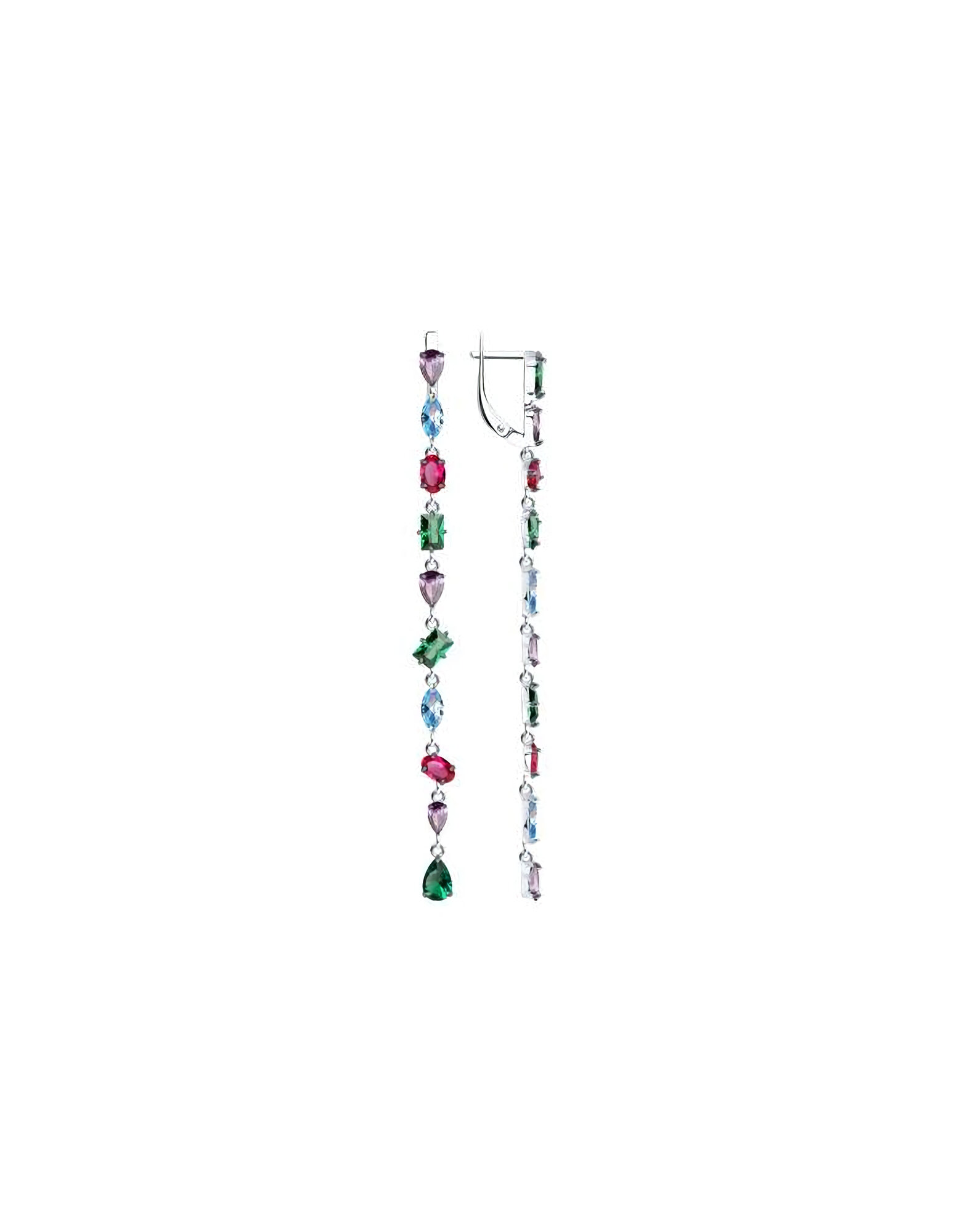 Серьги с подвесками, серебро, 925 проба, родирование, рубин синтетический