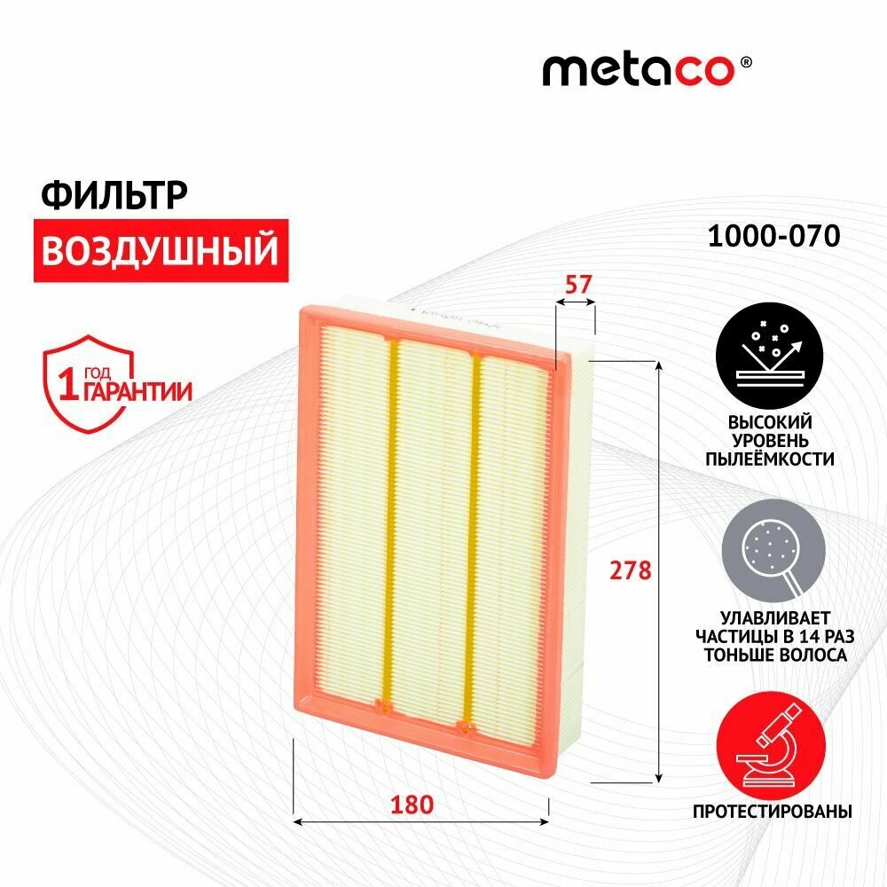 Фильтр воздушный METACO, Ford, Форд, Transit, Транзит, 1432209, 1496814, 1000-070