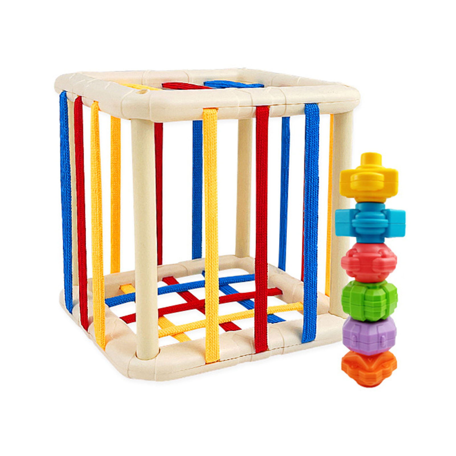 Сенсорные сенсорные игрушки Montessori Toys Color и распознавание формы Моторные навыки тренировочные игрушки для малышей теплый цвет - квадрат