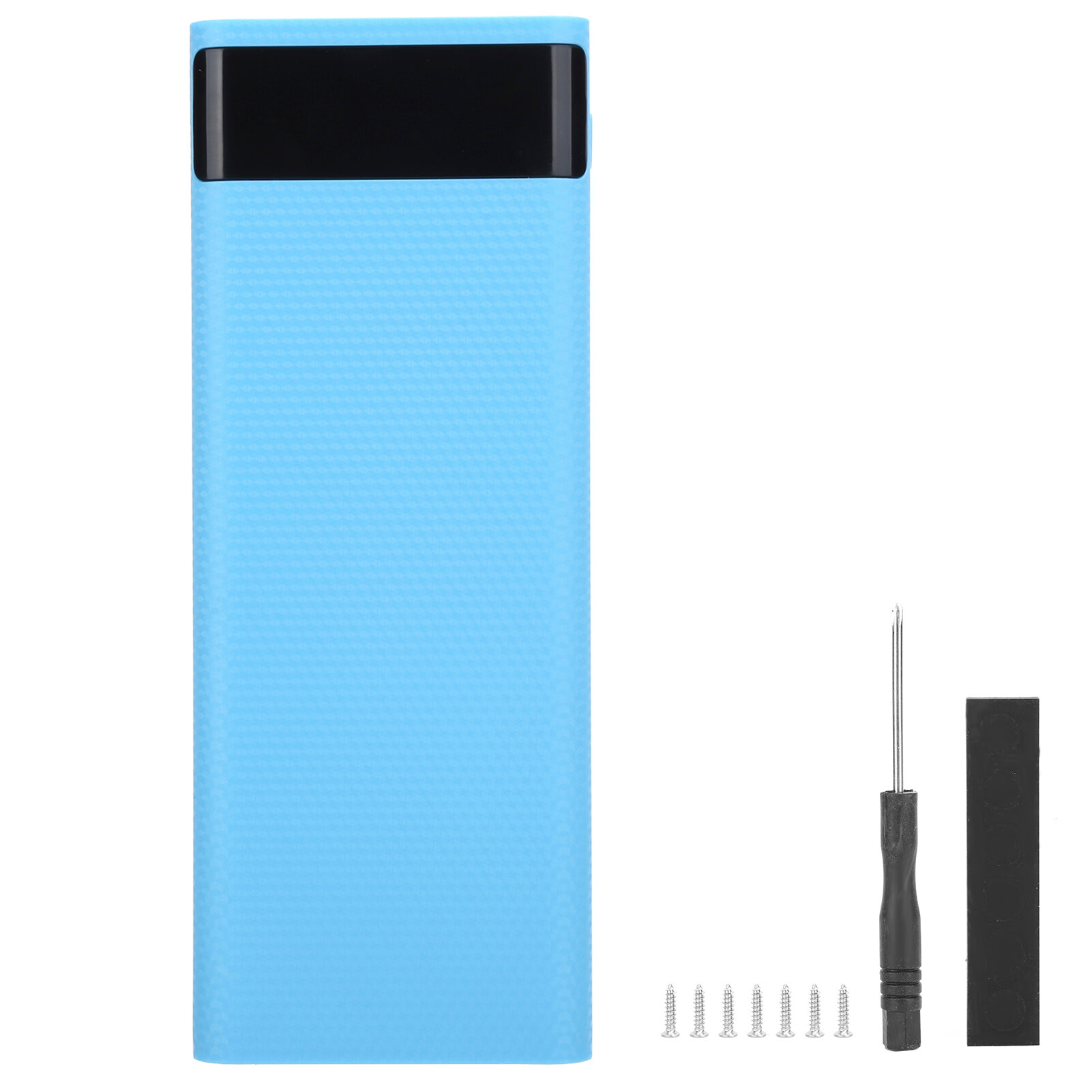 Комплект для самостоятельной сборки портативного зарядного устройства с быстрой зарядкой (8 аккумуляторов 18650), USB-подключением и держателем для батареи, синий.