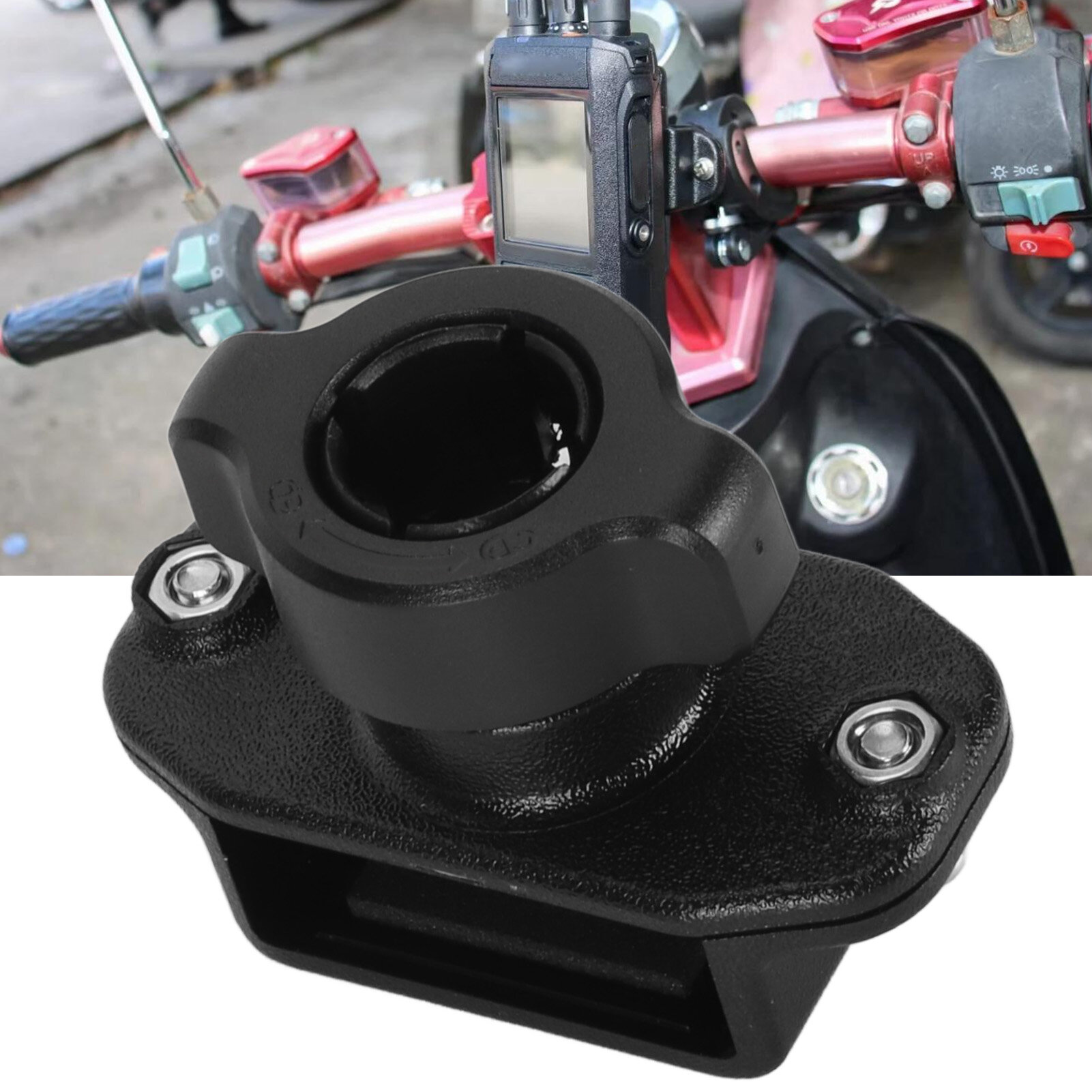 Крепление для рации Walkie Talkie автомобильное мотоциклетное стабильное портативное держатель для рации двухсторонней связи черного цвета материал ABS диаметр шаровидной головки 17мм совместимый с Motorola Anytone Baofeng Icom Kenwood Yaesu Midland