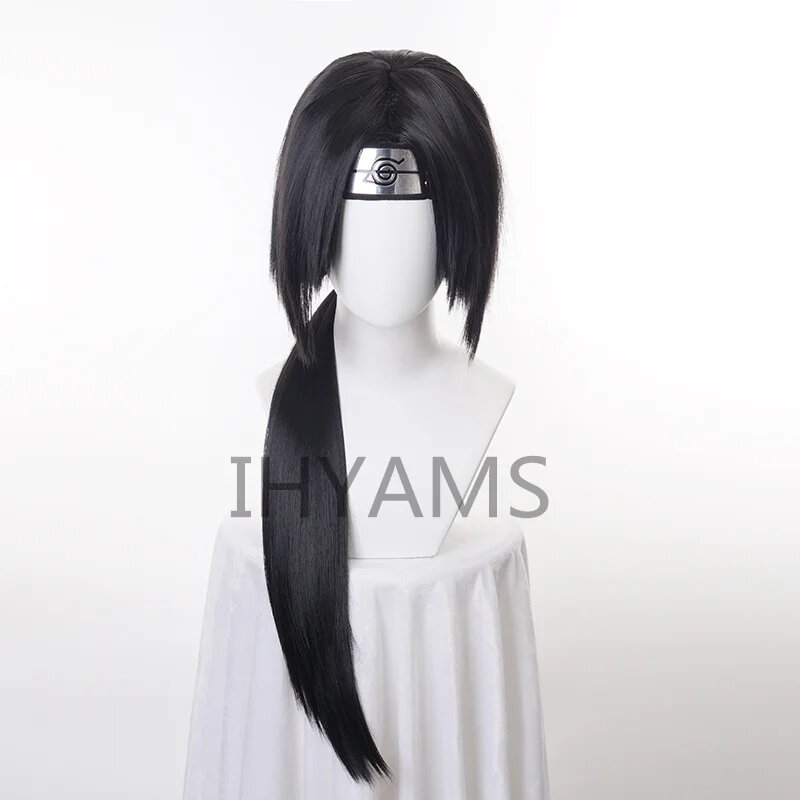 Аниме Учиха Итачи косплей парик Итачи Учиха длинные прямые черные термостойкие синтетические волосы косплей парики с повязкой на голову