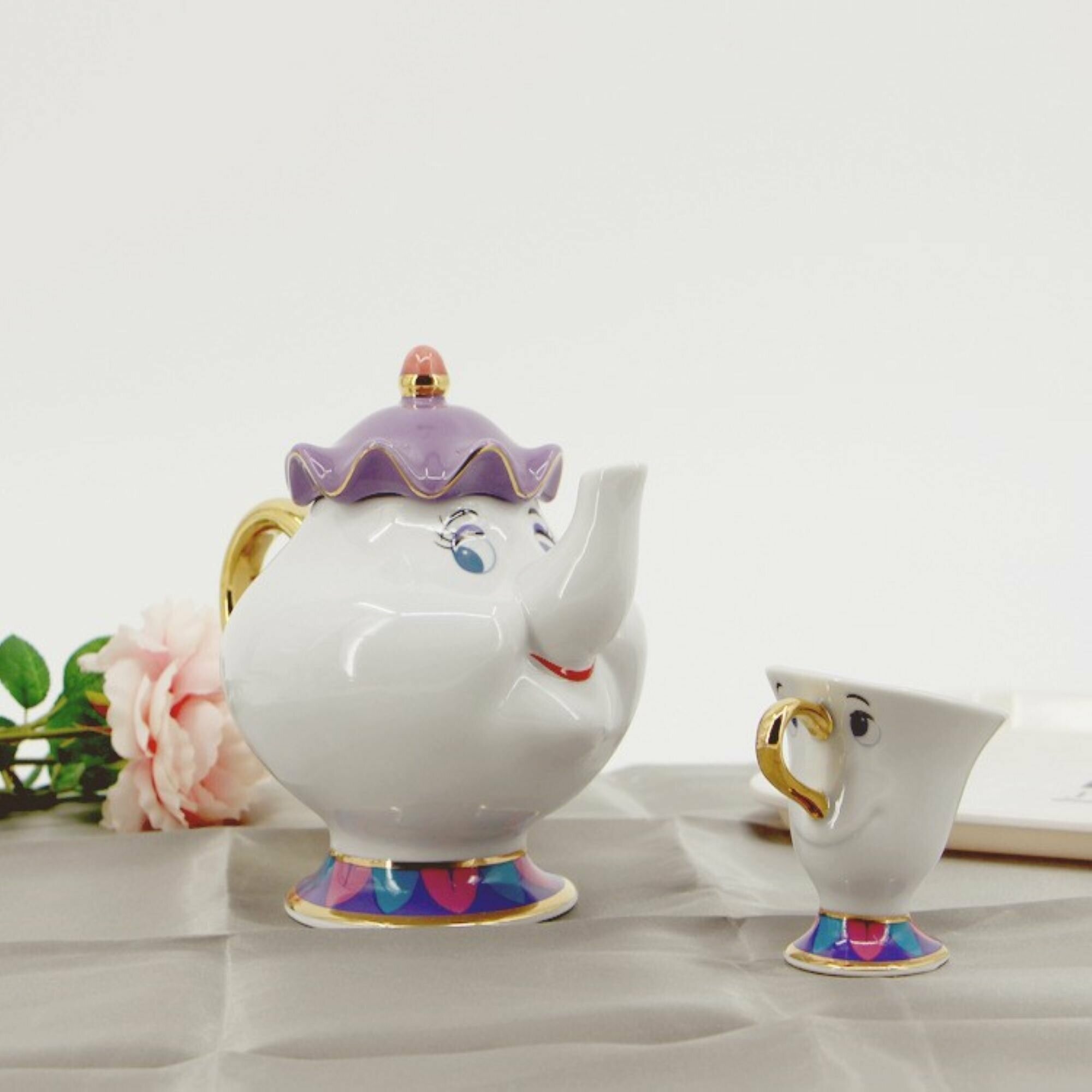 Красавица и чудовище, керамика, заварочный чайник, чашка, 700 мл, мультяшная анимация, белый