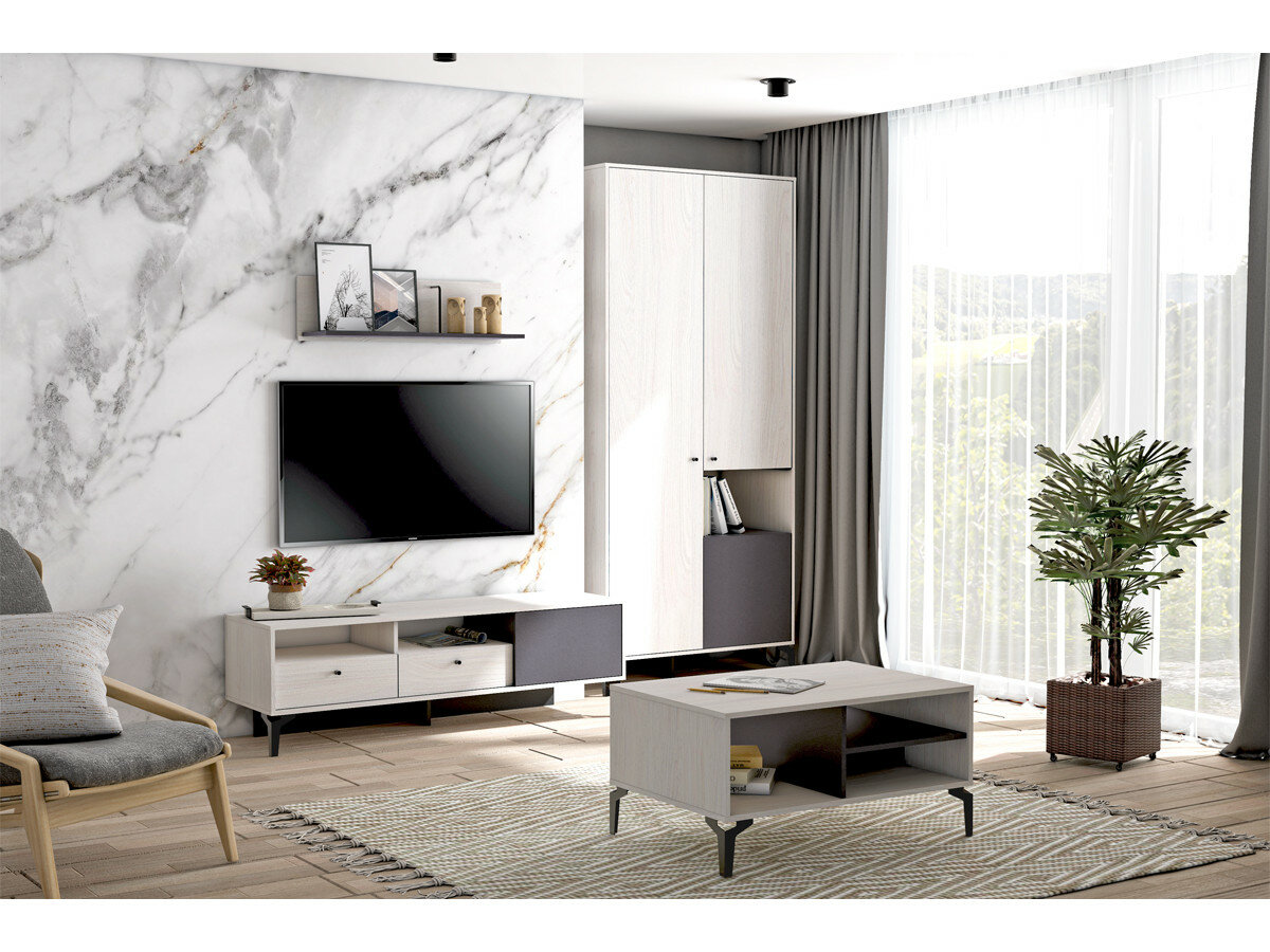 Модульная Гостиная, композиция 12, Ясень анкор светлый/Графит