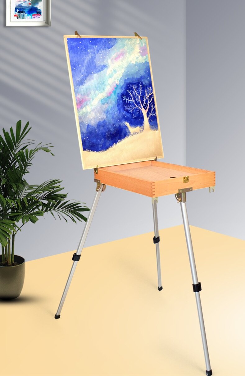 Этюдник "Подольские Товары для Художников", березовый, с футляром, регулировка высоты, бежевый