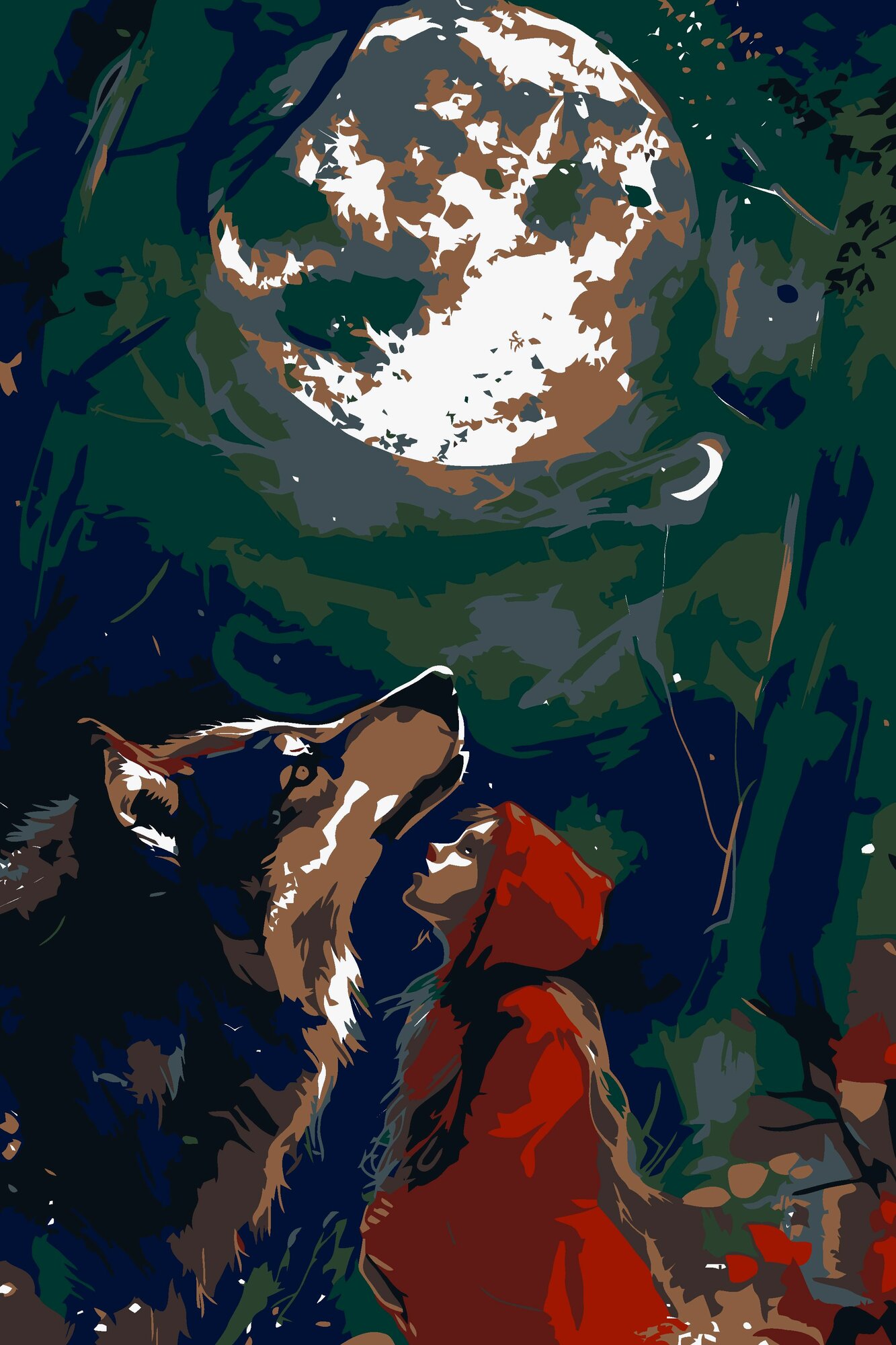 Детская картина по номерам E3377 "Девушка и Волк" 20x30