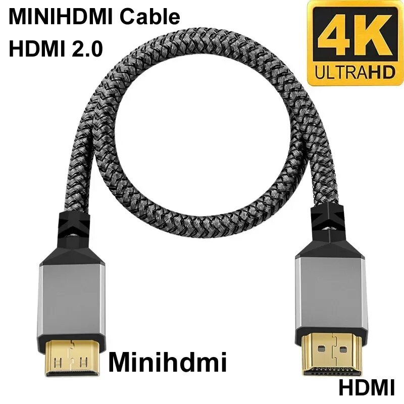 4K @ 60 Гц Нейлоновый Плетеный HD-совместимый V2.0 HDMI-Mini HDMI-HDMI-удлинитель Кабеля «папа-папа» Для HDTV