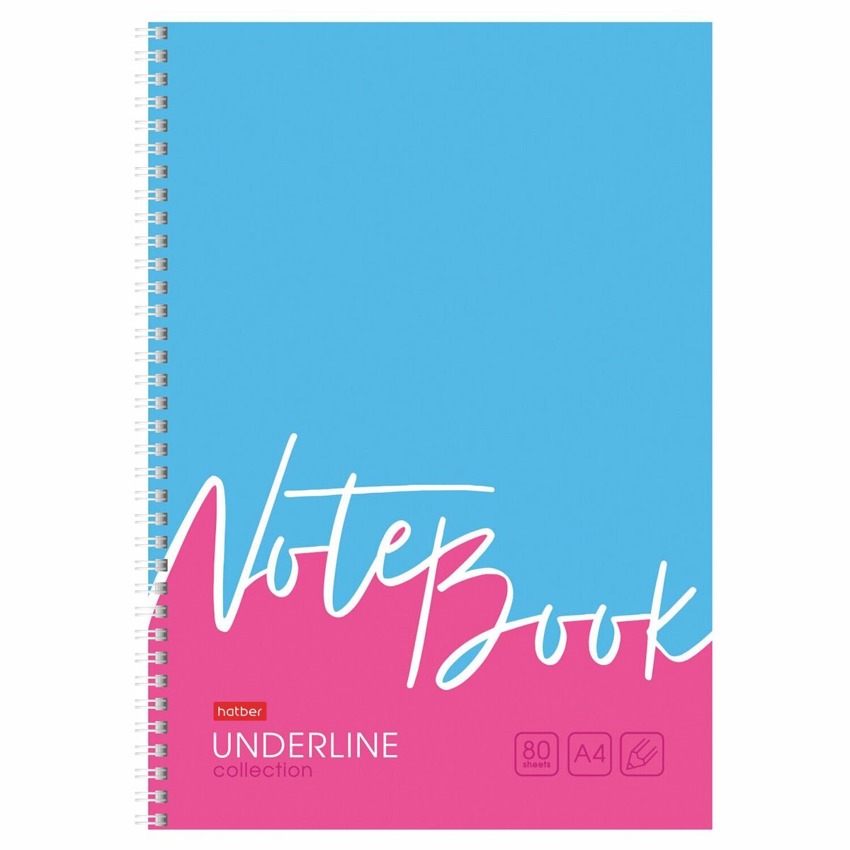 Тетрадь общая 80л, А4 Hatber "Underline", клетка, спираль (80Т4В1гр), 4шт.