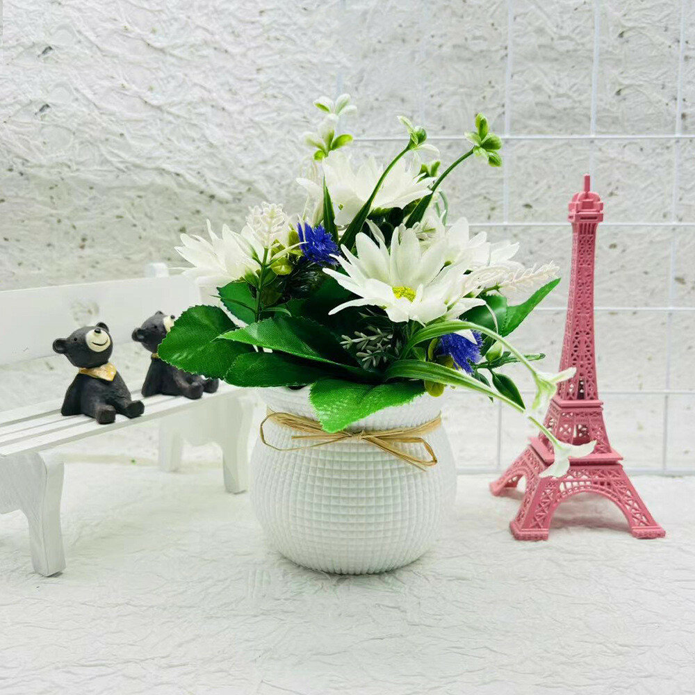 Indoor plant decor plastic sunflower with faux flower for living room and table display