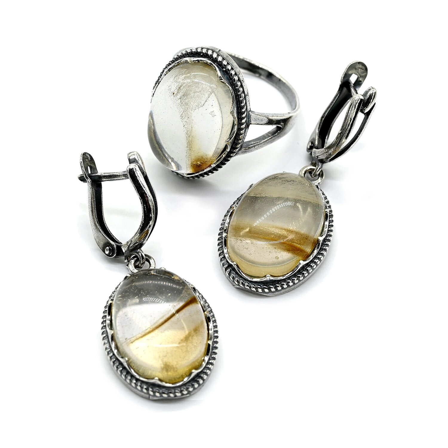 Комплект бижутерии: кольцо, халцедон