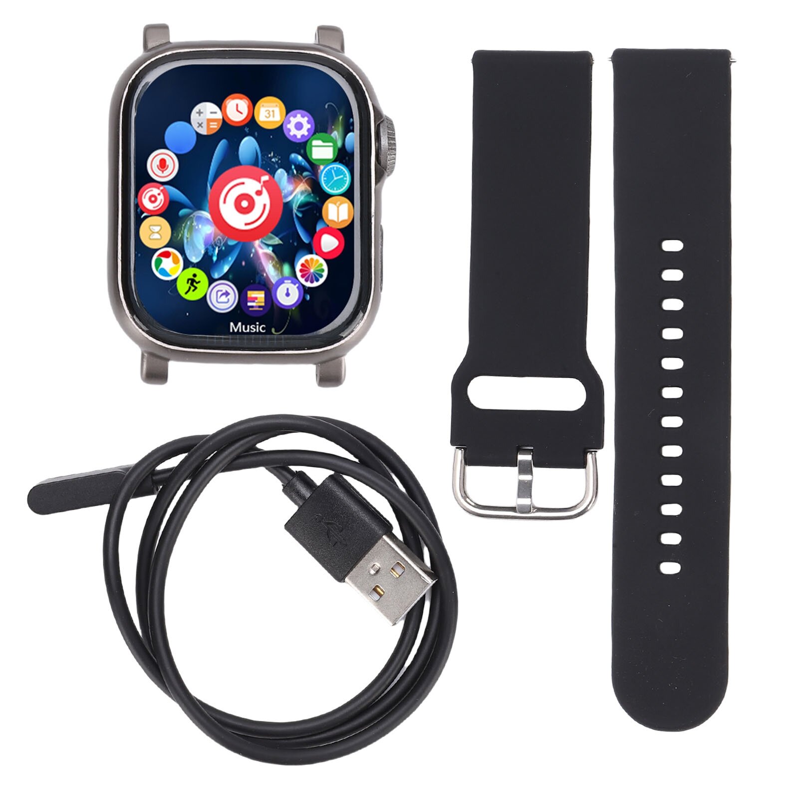 Носимый MP3-плеер с Bluetooth 5.4, сенсорным экраном и браслетом, встроенным динамиком, диктофоном, фитнес-трекером, 32 ГБ памяти.