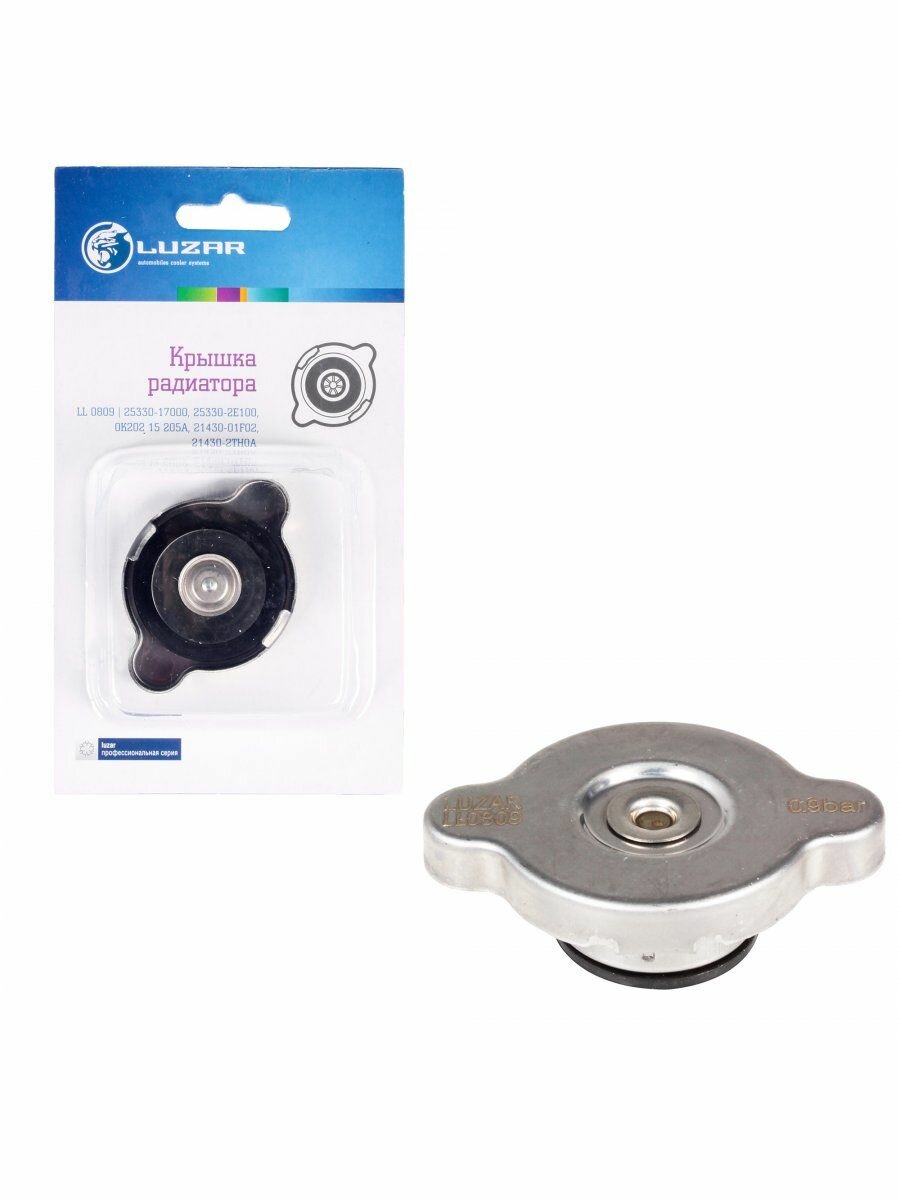 Крышка (пробка) радиатора LUZAR LL0809 для а/м Hyundai, Kia, Nissan, Mazda, Toyota 0.9 bar (большой клапан)