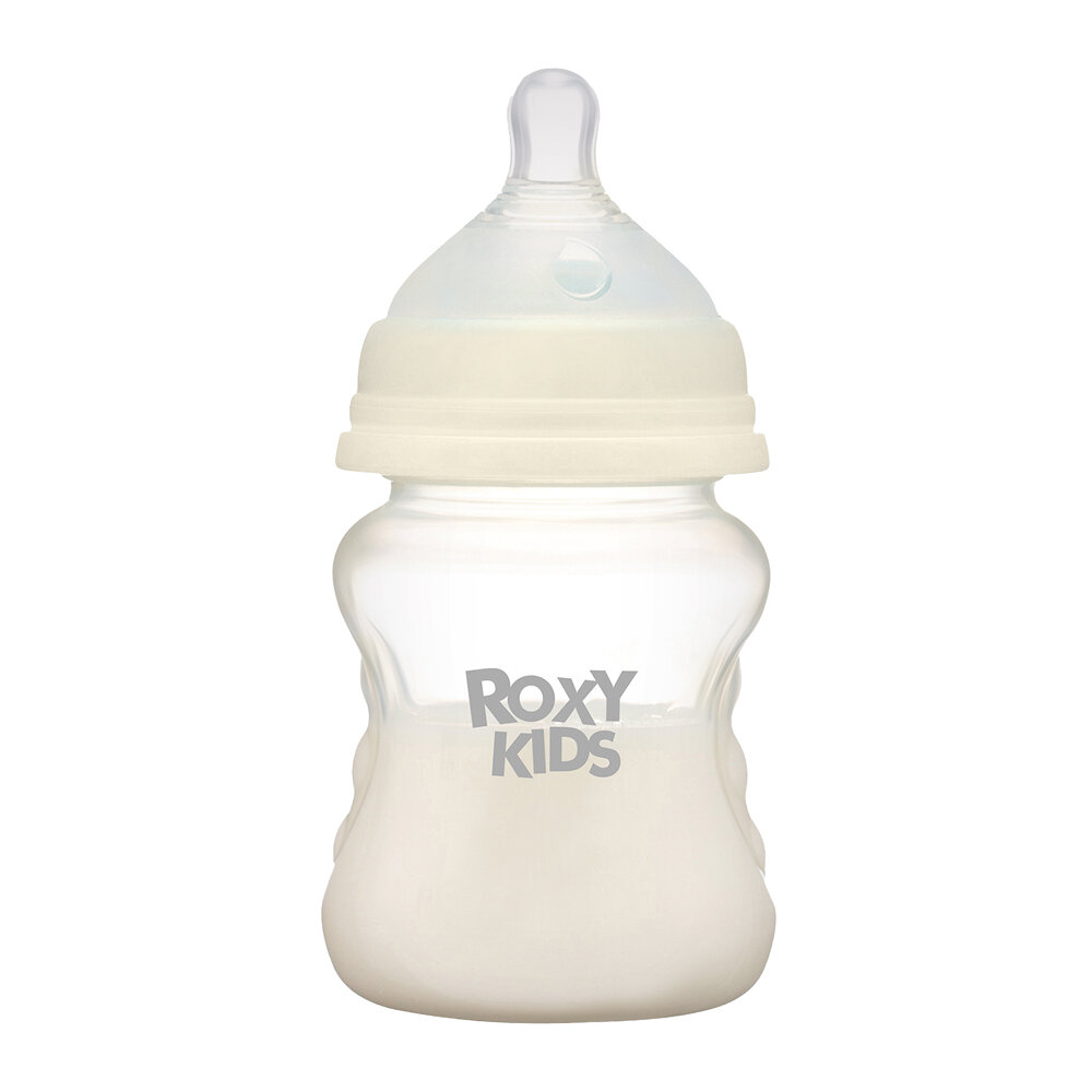 Roxy-kids бутылочка для кормления с широким горлом силиконовая соска размер m 3+ 160 мл/кокосовый
