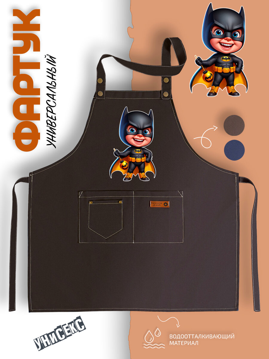 Фартук кухонный с ребенком Бэтменом Batman универсальный с принтом поварской