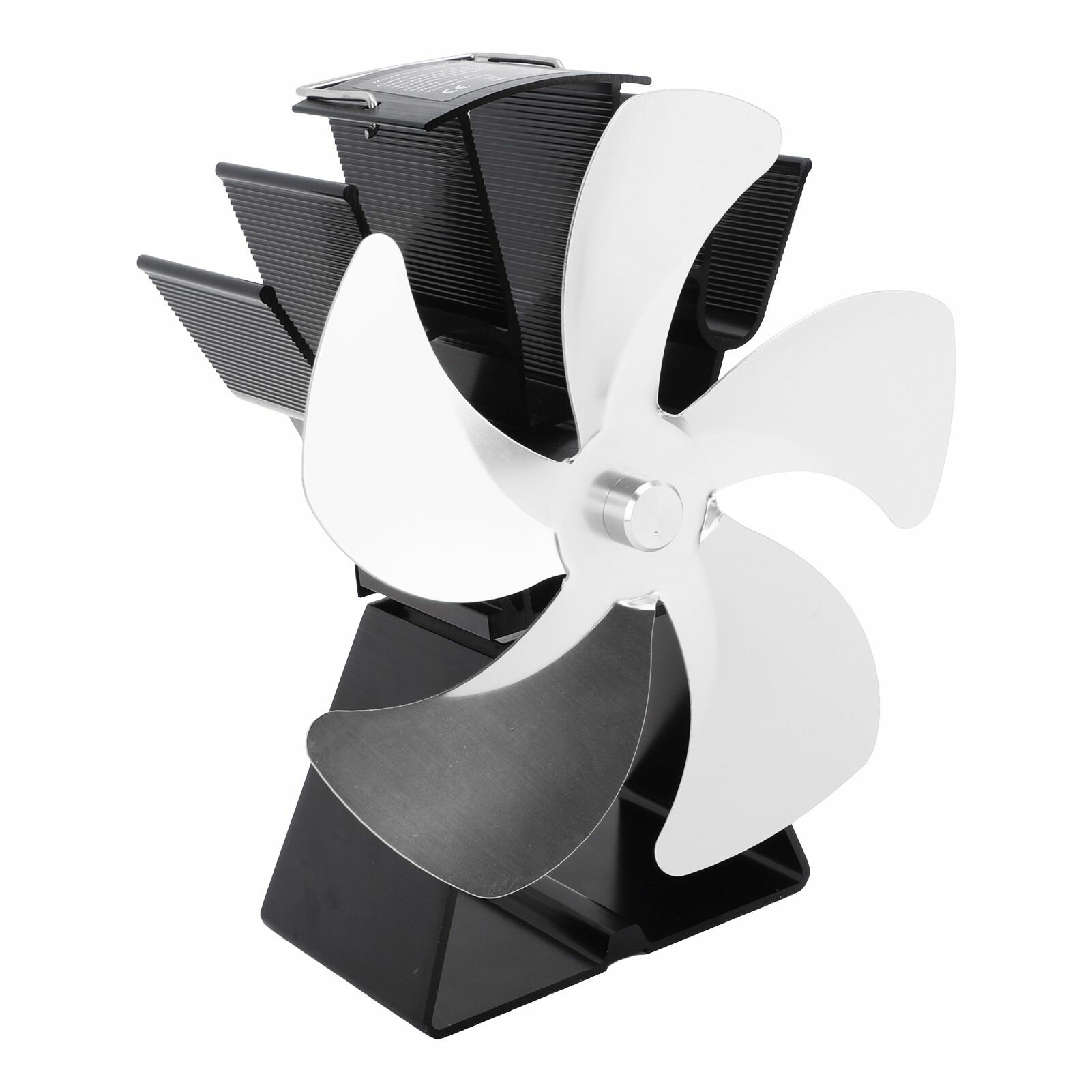 Вентилятор для дровяной печи с 5 лопастями, вертикальная трапециевидная база, термодинамический, для дома и кемпинга, алюминиевый сплав, 737g