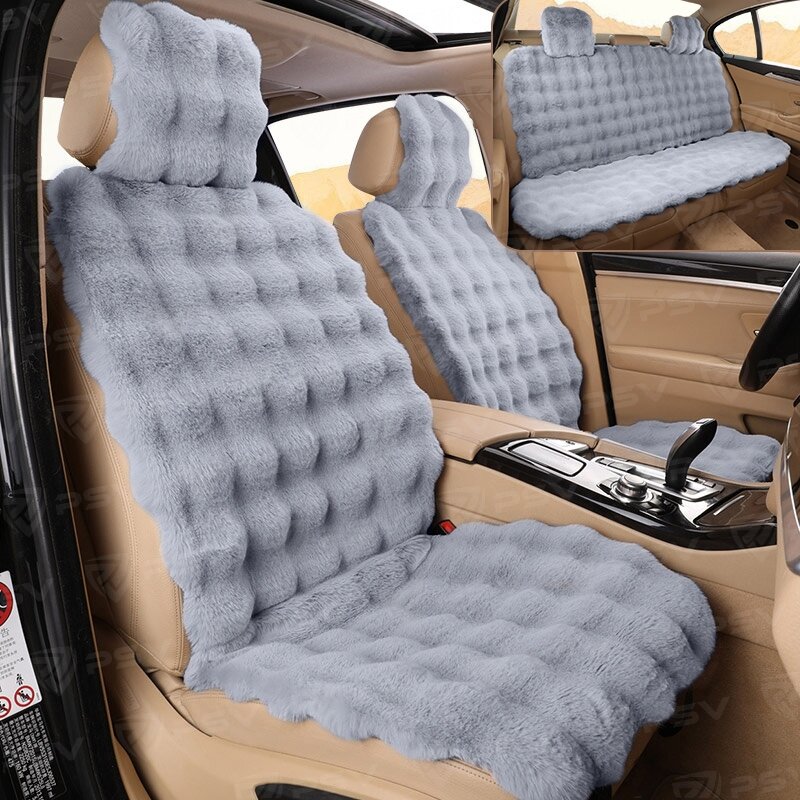 Накидка на сиденье "PSV" Rex Lux искусственный мех серый (комплект)