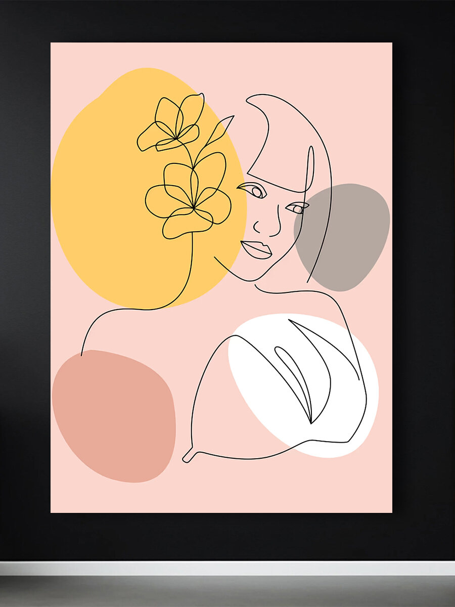 Картина на стену - "Силуэт девушки, лицо женщины абстракция" , 50х70 см.