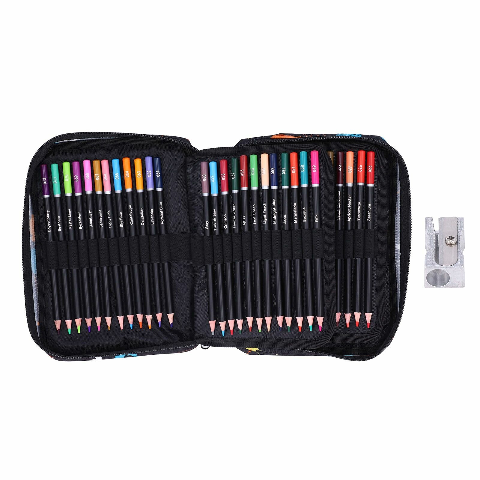 Набор цветных карандашей 72 шт. в кейсе с точилкой, мягкие грифели, удлинитель для заправки