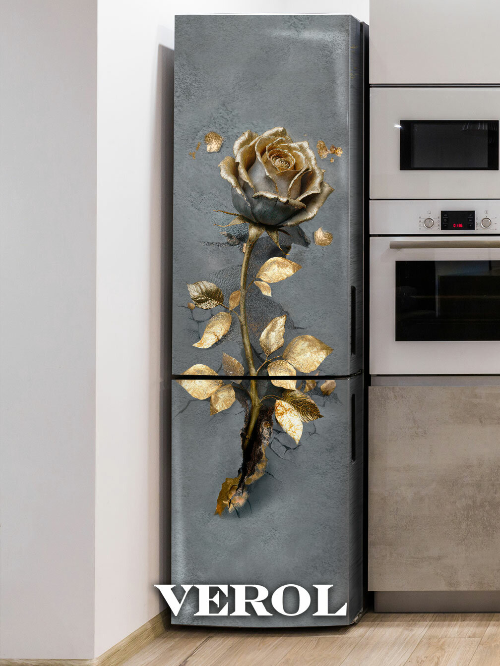 Наклейка на холодильник VEROL "Цветок роза" 200х65 см, для декора