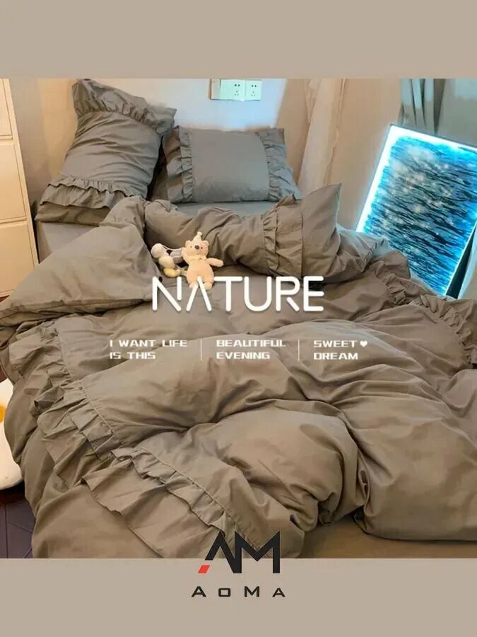 Комплект постельного белья, Вареный хлопок, Евро, наволочки 48x74