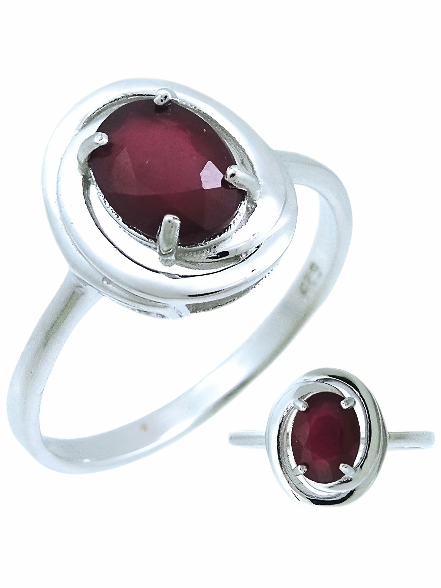 Кольцо тонкое, серебро, 925 проба, родирование, рубин