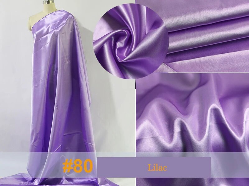 FABRIC SHIPPER Атлас 100% Полиэстер Белый Черный Сиреневый, 2Meters X 1.48Meter, color 80 Lilac