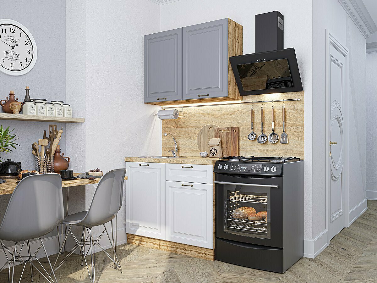 Готовый кухонный гарнитур без столешницы кухня Ницца-05 2140*1000*600 Белый, Графит