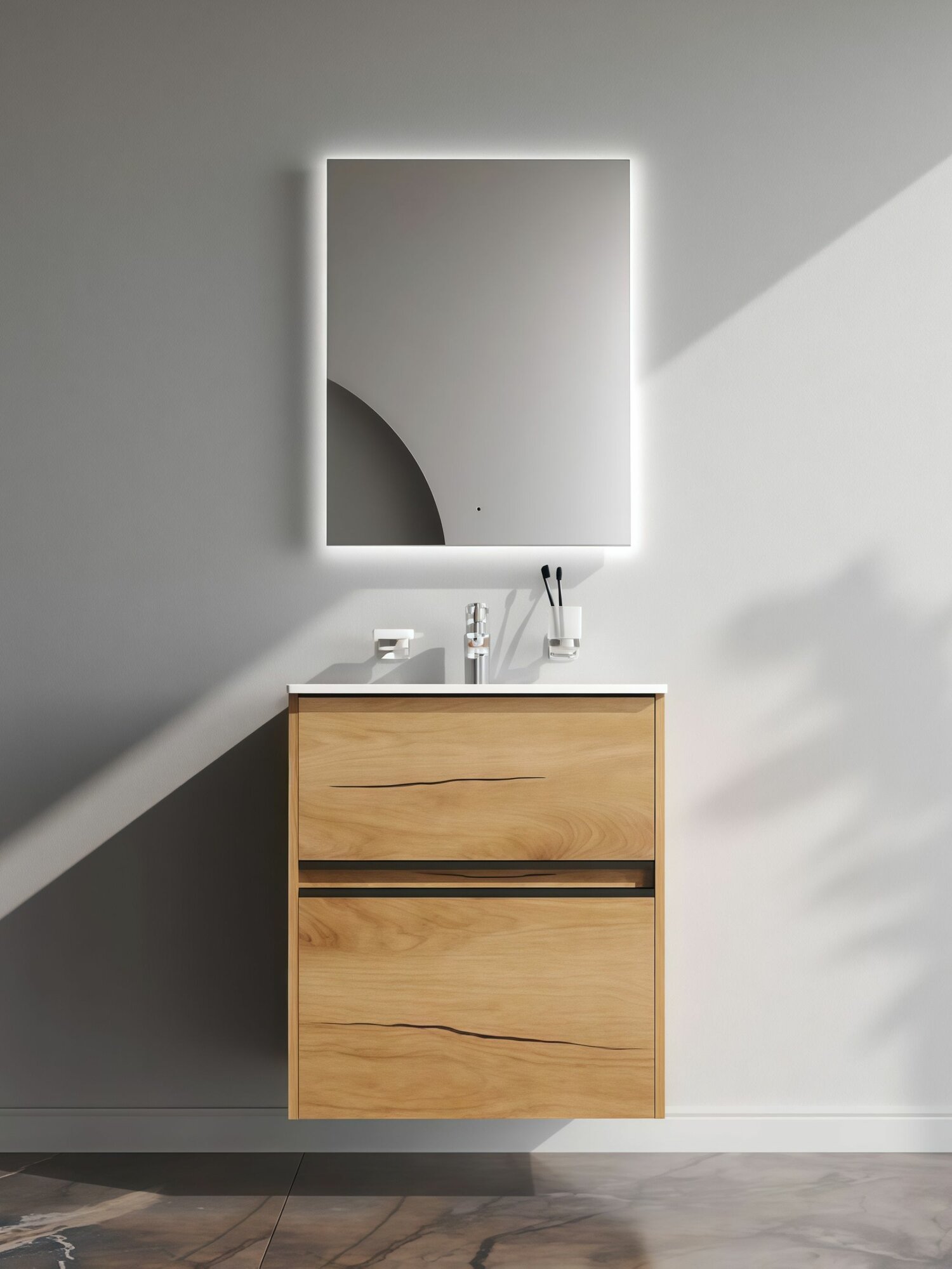 Тумба под раковину AM.PM Ray, универсальная, 60 см, 2 ящика, цвет дерево