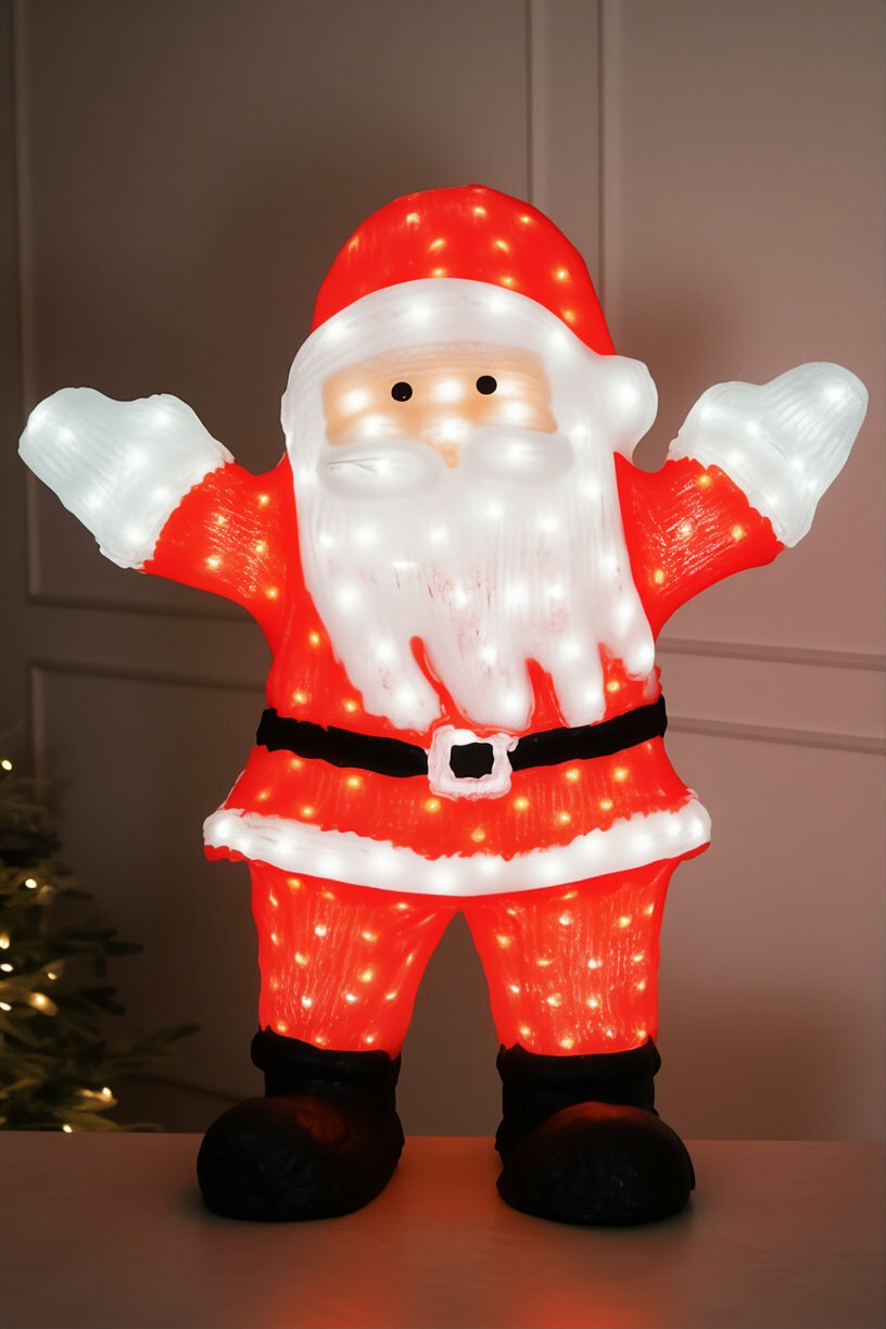 Декоративная светящаяся фигура радостный ДЕД мороз, акрил, 300 белых LED-огней, 89 см, уличный, Winter Deco 4060467