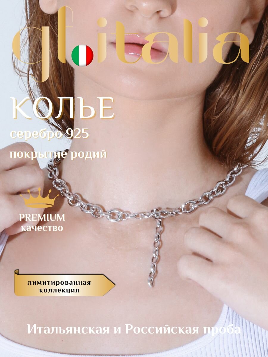 Чокер, серебро, 925 проба, родирование